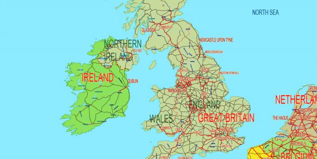 World Map Colored Political 01 with new borders, Main Roads, main ...