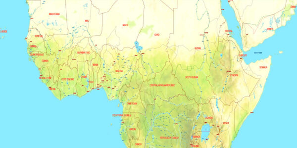 World Relief and Political Vector Map new borders, Main Roads, Main ...