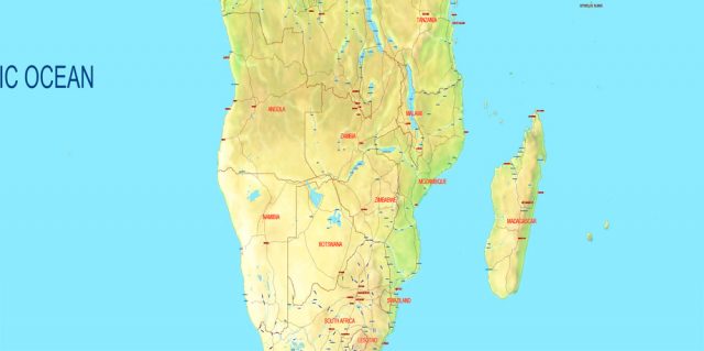 World Relief and Political Vector Map new borders, Main Roads, Main ...