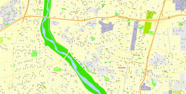 Albuquerque New Mexico US PDF Printable Map exact vector City Plan Map ...