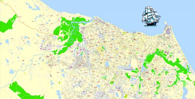 Editable PDF Map Fortaleza Brazil, exact vector City Plan Map