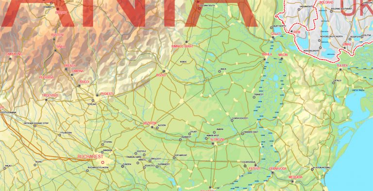 _Romania Vector Map 01 Printable Editable Country Topo Road editable ...