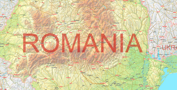 Romania Vector Map 01 Printable Editable Country Topo Road editable ...
