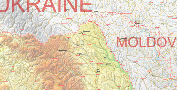 _Romania Vector Map 01 Printable Editable Country Topo Road editable ...