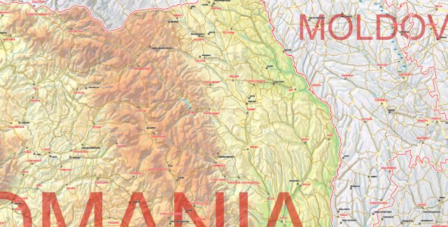 Romania Map, Printable Editable Vector Country Topo Road, Adobe PDF