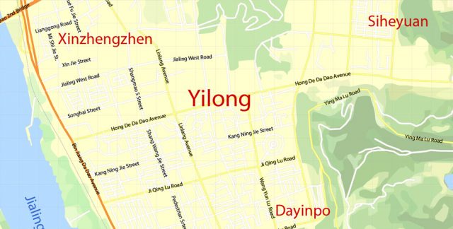 Yilong China Printable Map, exact vector City Plan editable, Adobe ...