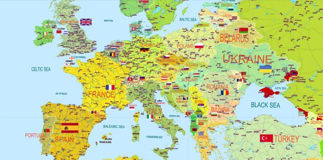 Printable World Political Map extra detailed in Peters Projection Adobe PDF