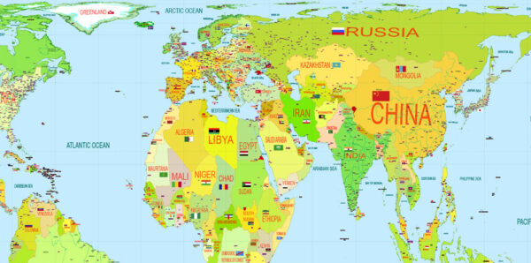 World Political Map extra detailed in Gall-Peters Projection 01 full ...