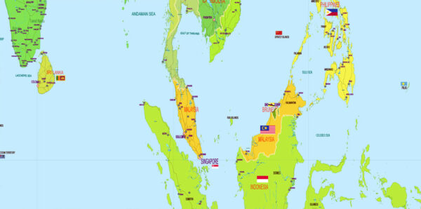 Printable World Political Map extra detailed in Peters Projection Adobe PDF