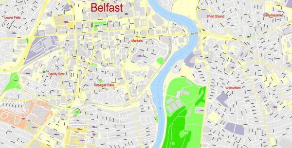 Belfast UK Printable PDF Vector Map Metropolitan Area, Northern Ireland ...