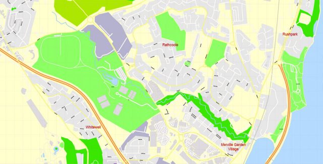 Map Belfast Printable PDF Vector exact detailed City Plan with Buildings