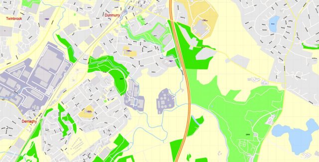 Belfast UK Printable PDF Vector Map Metropolitan Area, Northern Ireland ...