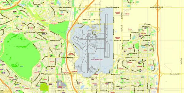 Calgary Map Printable, Canada, exact City Plan 2000 meters scale full ...