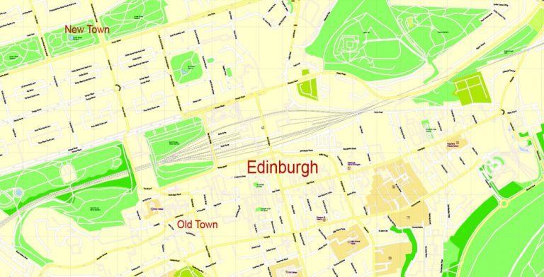 Edinburgh Vector Map Metropolitan Area, Scotland UK, Printable detailed ...