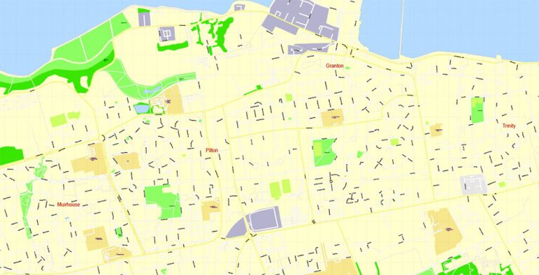 Edinburgh Vector Map Metropolitan Area, Scotland UK, Printable detailed ...