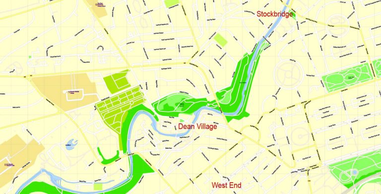 Edinburgh Vector Map Metropolitan Area, Scotland UK, Printable detailed ...