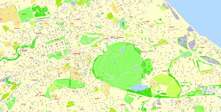 Edinburgh Vector Map Metropolitan Area, Scotland UK, Printable detailed ...