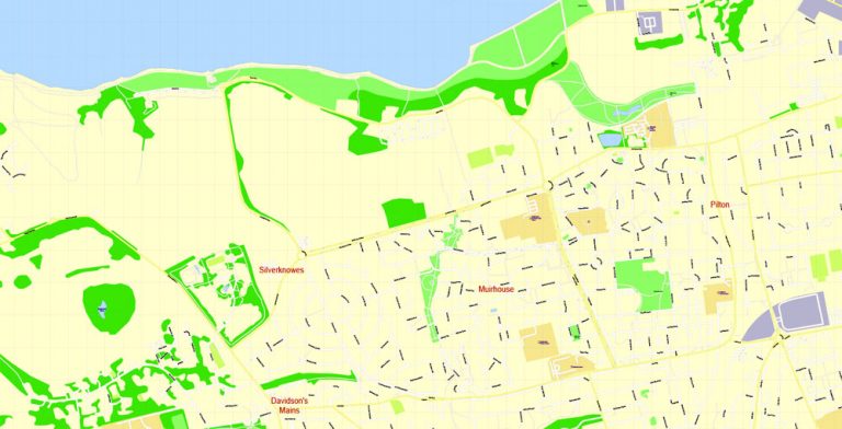 Edinburgh PDF Map Metropolitan Area, Scotland UK, Printable Vector ...