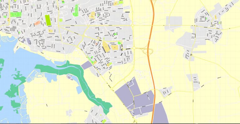 Lisbon (Lisboa) Map Vector Metropolitan Area, Portugal, Printable exact detailed City Plan ...