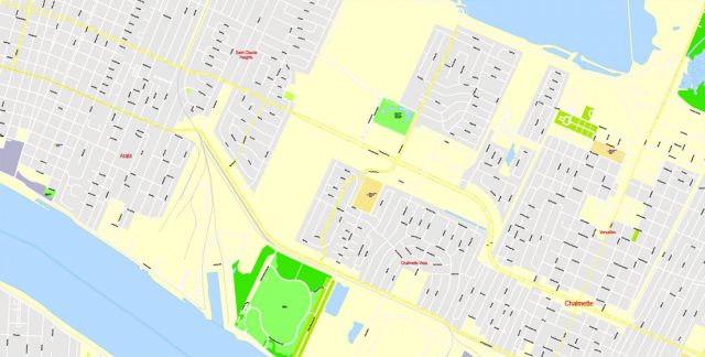 New Orleans Vector Map Louisiana, US exact detailed City Plan Adobe ...