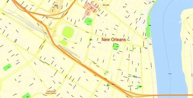 New Orleans Vector Map Louisiana, US exact detailed City Plan Adobe ...