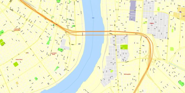 New Orleans Vector Map Louisiana, US exact detailed City Plan Adobe ...
