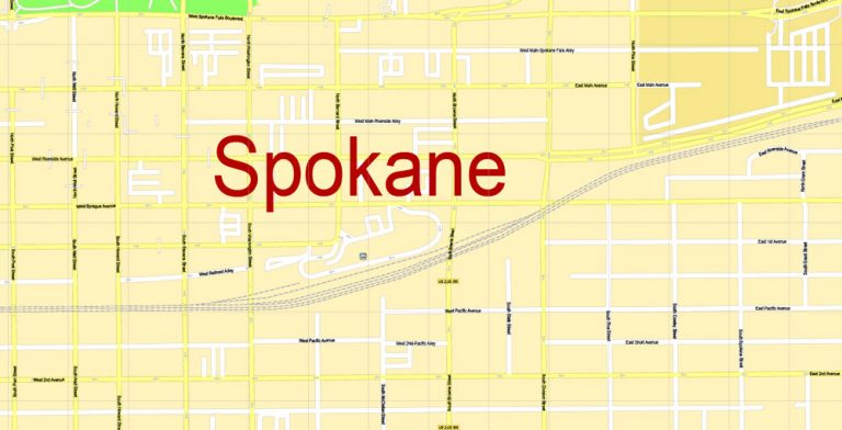 Spokane County + Spokane City Vector CDR Map WA US exact detailed ...