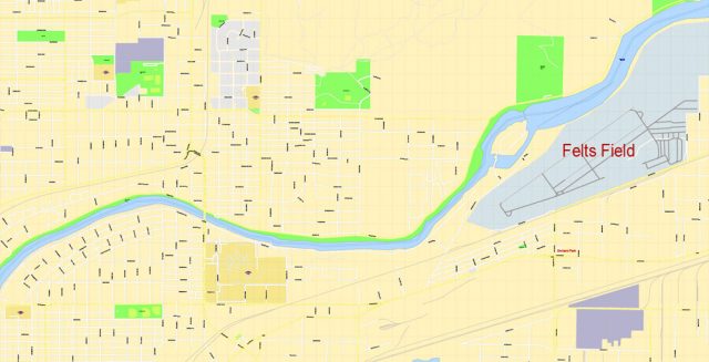 PDF Map Spokane County + Spokane city plan, editable detailed vector