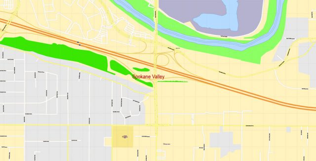 Spokane County + Spokane City PDF MAP Washington US, editable detailed ...