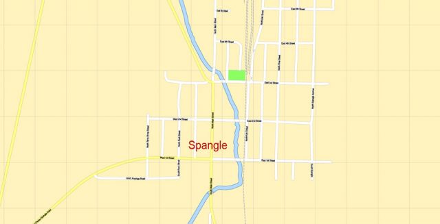 Spokane County + Spokane City Vector Map WA US, exact detailed Street ...