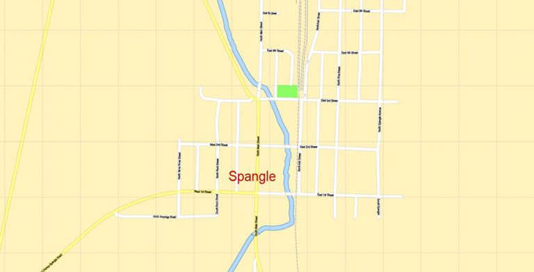 Spokane County + Spokane City Vector CDR Map WA US exact detailed ...