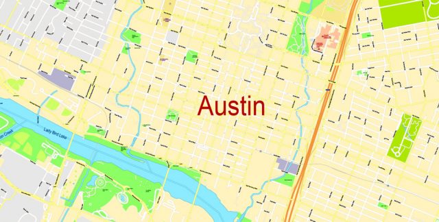 Travis County + Austin PDF Map Texas US, Editable Printable exact ...