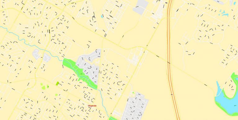 Travis County + Austin PDF Map Texas US, Editable Printable exact ...