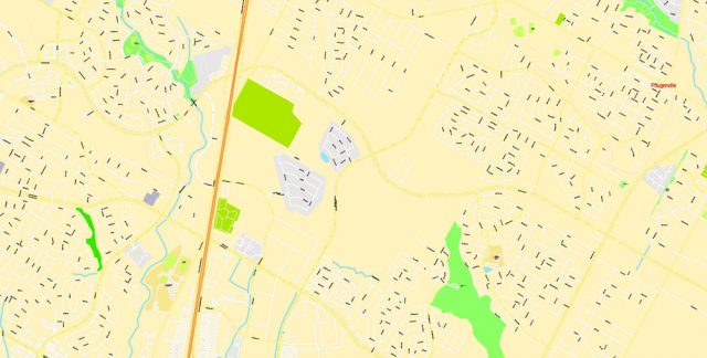 PDF Map Travis County + Austin TX, Editable Printable detailed vector
