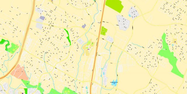 PDF Map Travis County + Austin TX, Editable Printable detailed vector