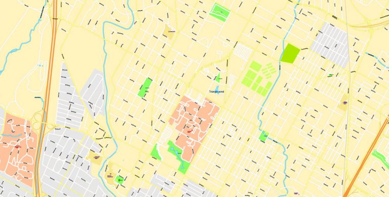 PDF Map Travis County + Austin TX, Editable Printable detailed vector