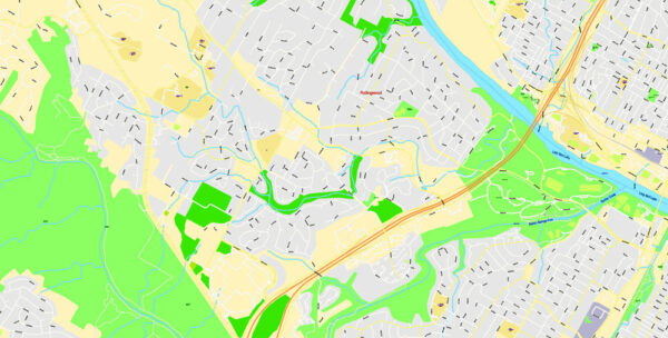 PDF Map Travis County + Austin TX, Editable Printable detailed vector