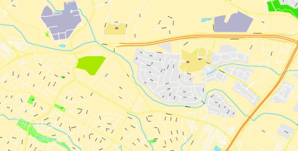 PDF Map Travis County + Austin TX, Editable Printable detailed vector