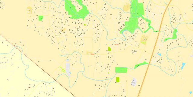 PDF Map Travis County + Austin TX, Editable Printable detailed vector