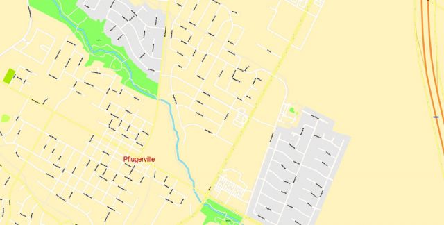 Travis County + Austin PDF Map Texas US, Editable Printable exact ...