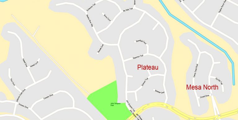 Travis County + Austin PDF Map Texas US, Editable Printable exact ...