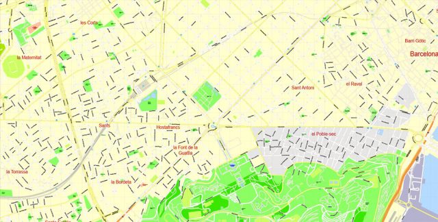 Barcelona PDF Map Spain, Printable Vector exact detailed City Plan ...