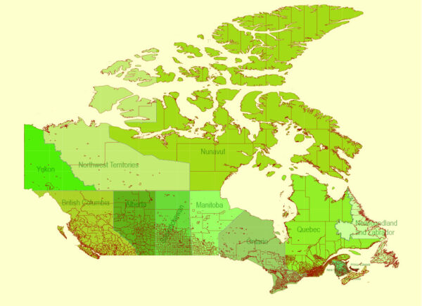 Canada Vector Map 01 Miller Projection, Printable Admin map Provinces ...