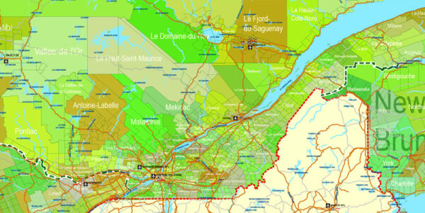 _Canada Map Extra Detailed Printable 01 Admin Road Miller Projection ...