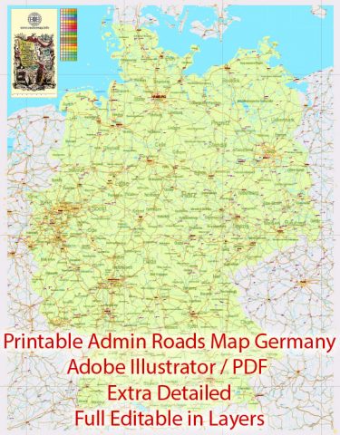Germany Map Administrative Divisions 01 Provinces (States), Districts ...