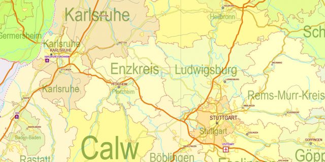 Germany Map Administrative Divisions 01 Provinces (States), Districts ...