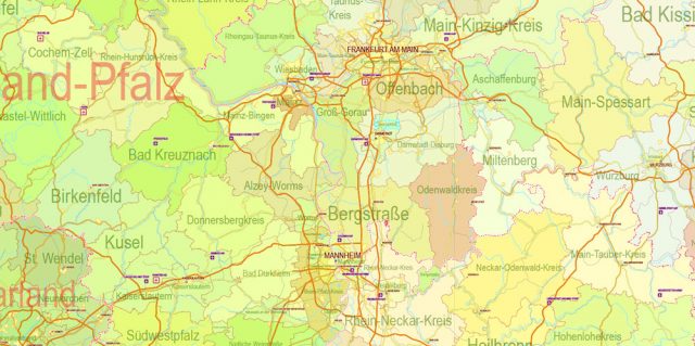 Germany Map Administrative Divisions 01 Provinces (States), Districts ...