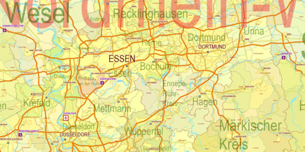 Germany Map Full Administrative Divisions 01 States, Districts ...