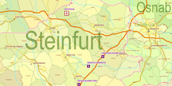Germany Map Full Administrative Divisions 01 States, Districts ...