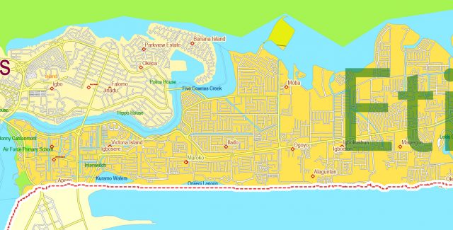 _Lagos State Editable Printable 01 Map Admin Roads Cities and Towns ...
